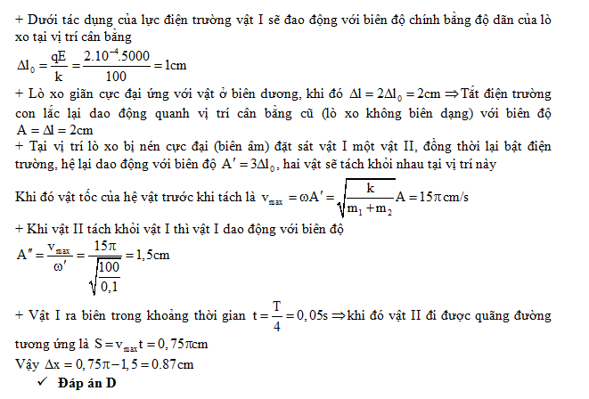 Một con lắc lò xo đặt nằm ngang gồm vật m và lò xo có độ cứng k = 100 N/m - Độ dãn cực đại của lò xo
